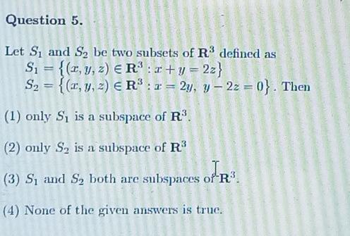 Solved Let S1 and S2 be two subsets of R3 defined as | Chegg.com