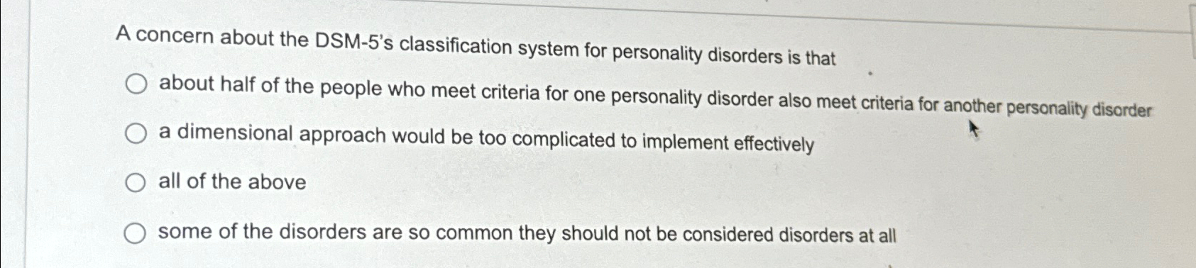 Solved A concern about the DSM-5's classification system for | Chegg.com