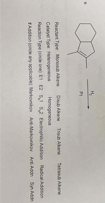 Solved f. Classification of Reactant: Alkane Alkene Conj | Chegg.com