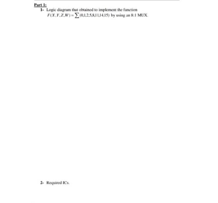 Solved Part 1: 1- Logic diagram that obtained to implement | Chegg.com
