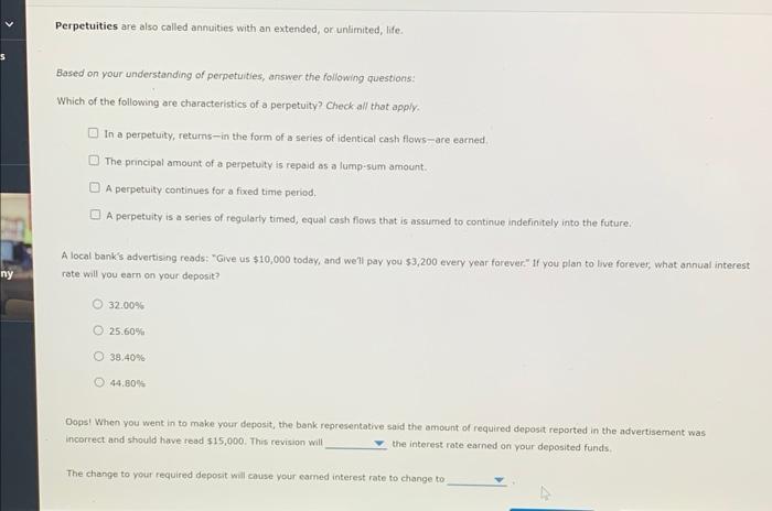 Based on your understanding of perpetuities, answer | Chegg.com
