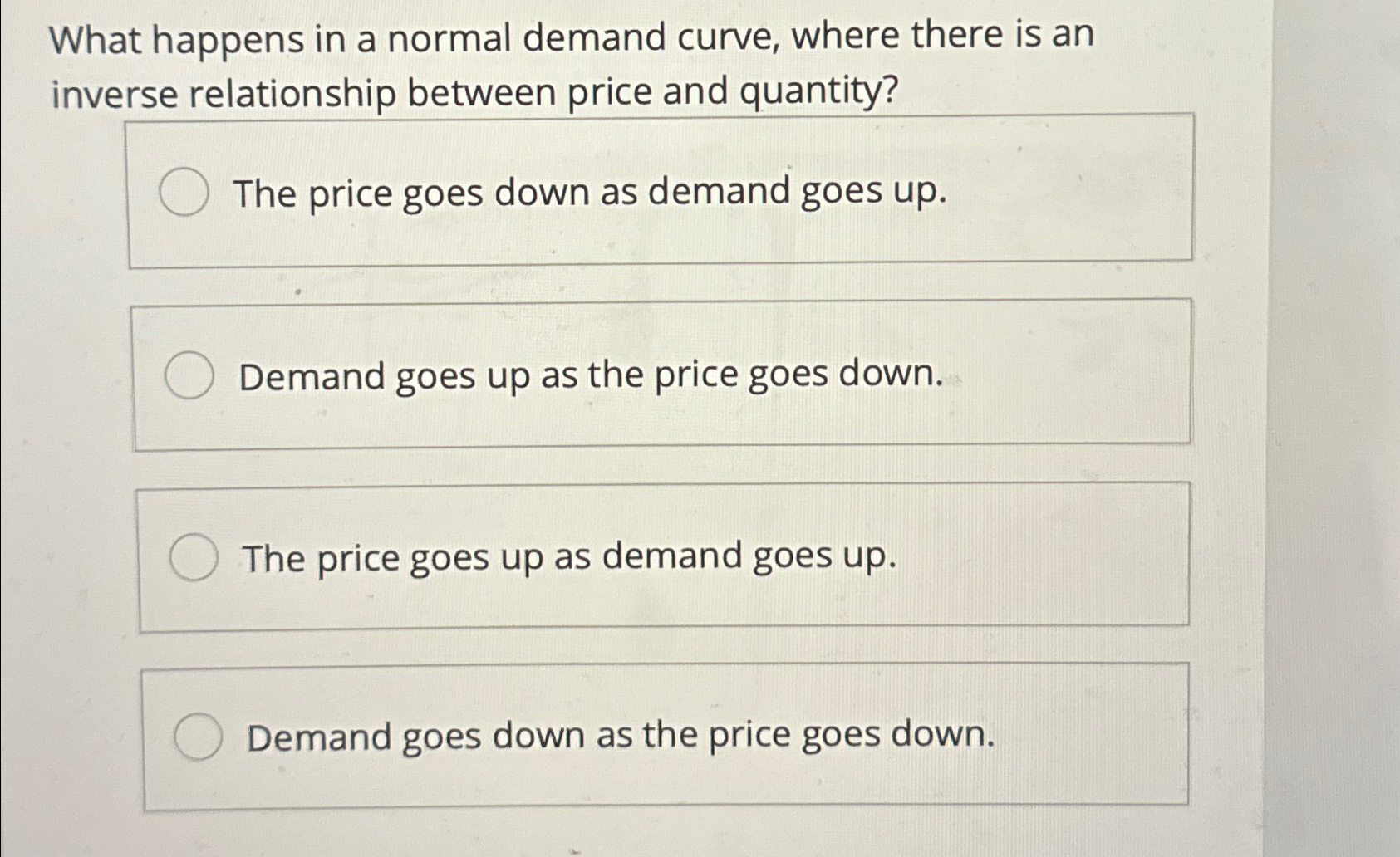 Solved What happens in a normal demand curve, where there is | Chegg.com