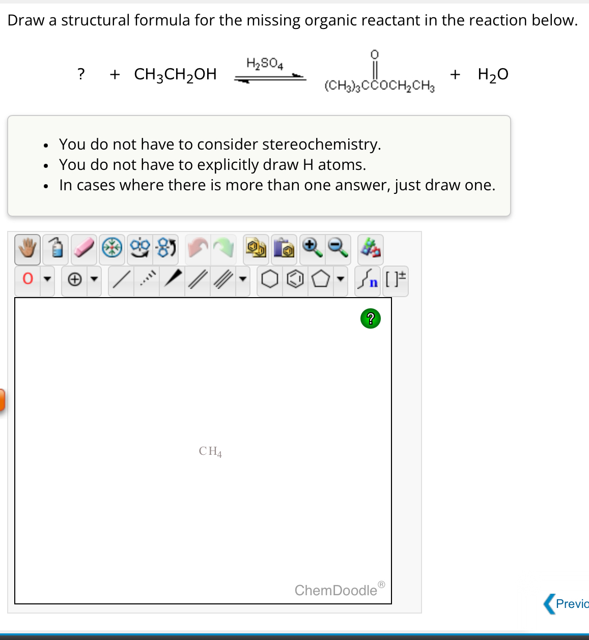 Solved Draw a structural formula for the missing organic | Chegg.com