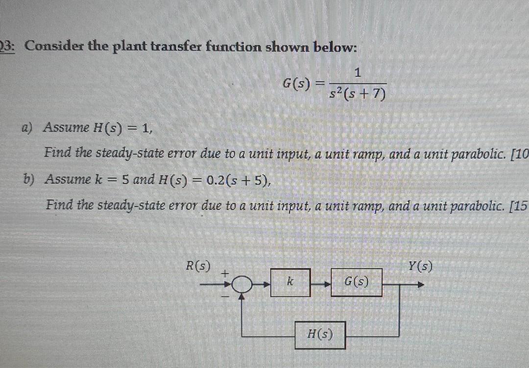 Solved 23: Consider the plant transfer function shown below: | Chegg.com