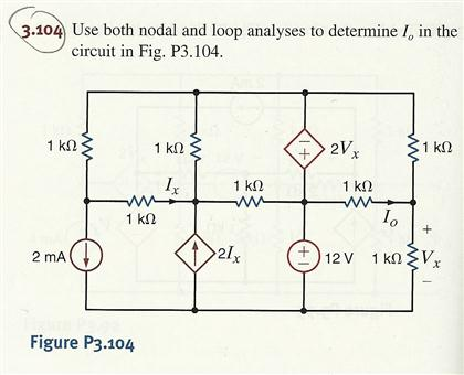 Solved Use both nodal and loop analyses to determine I0 in | Chegg.com