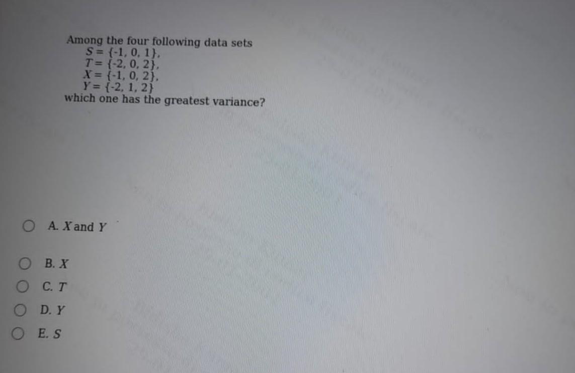 Solved Among the four following data sets | Chegg.com