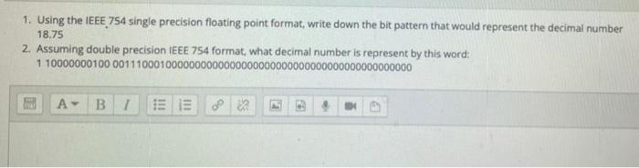 Solved 1. Using the IEEE 754 single precision floating point | Chegg.com