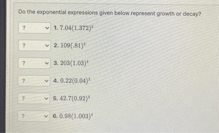 Solved Do the exponential expressions given below represent | Chegg.com