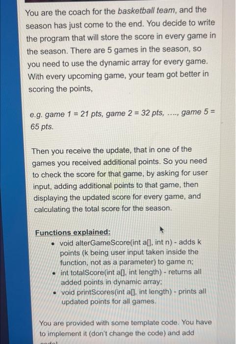 Solved You are the coach for the basketball team, and the | Chegg.com