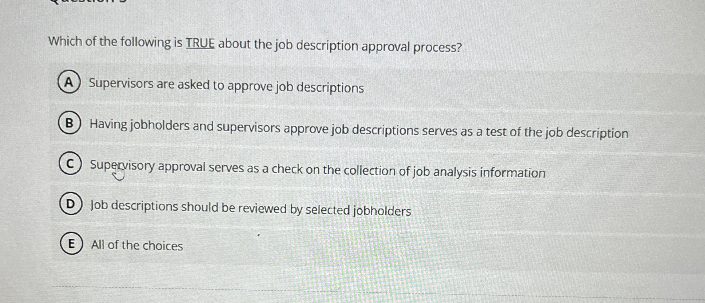 Solved Which of the following is TRUE about the job | Chegg.com