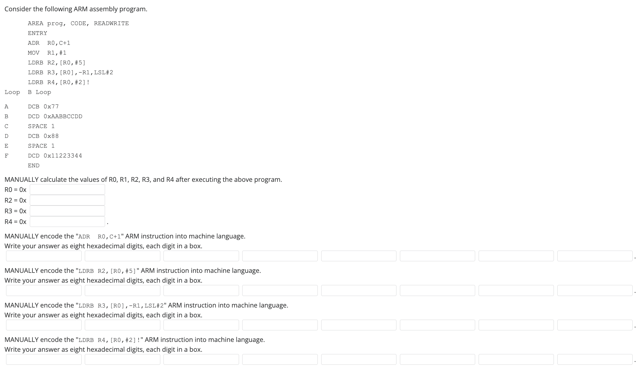 Solved Consider the following ARM assembly program.AREA | Chegg.com