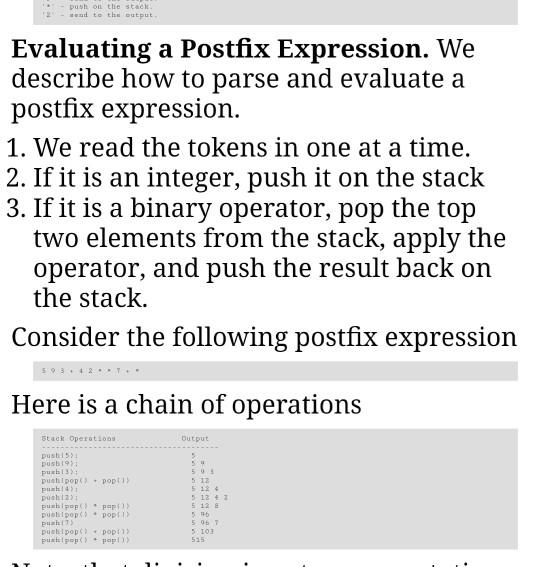 Solved push on the stack send to the output Evaluating a | Chegg.com