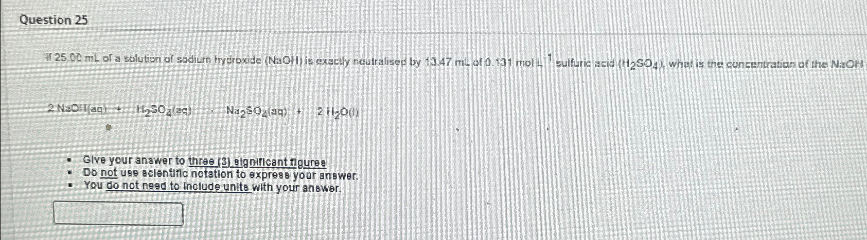 Question 252NaOH(aq)+H2SO4(aq)+N2SO4(aq)+H2OGive your | Chegg.com