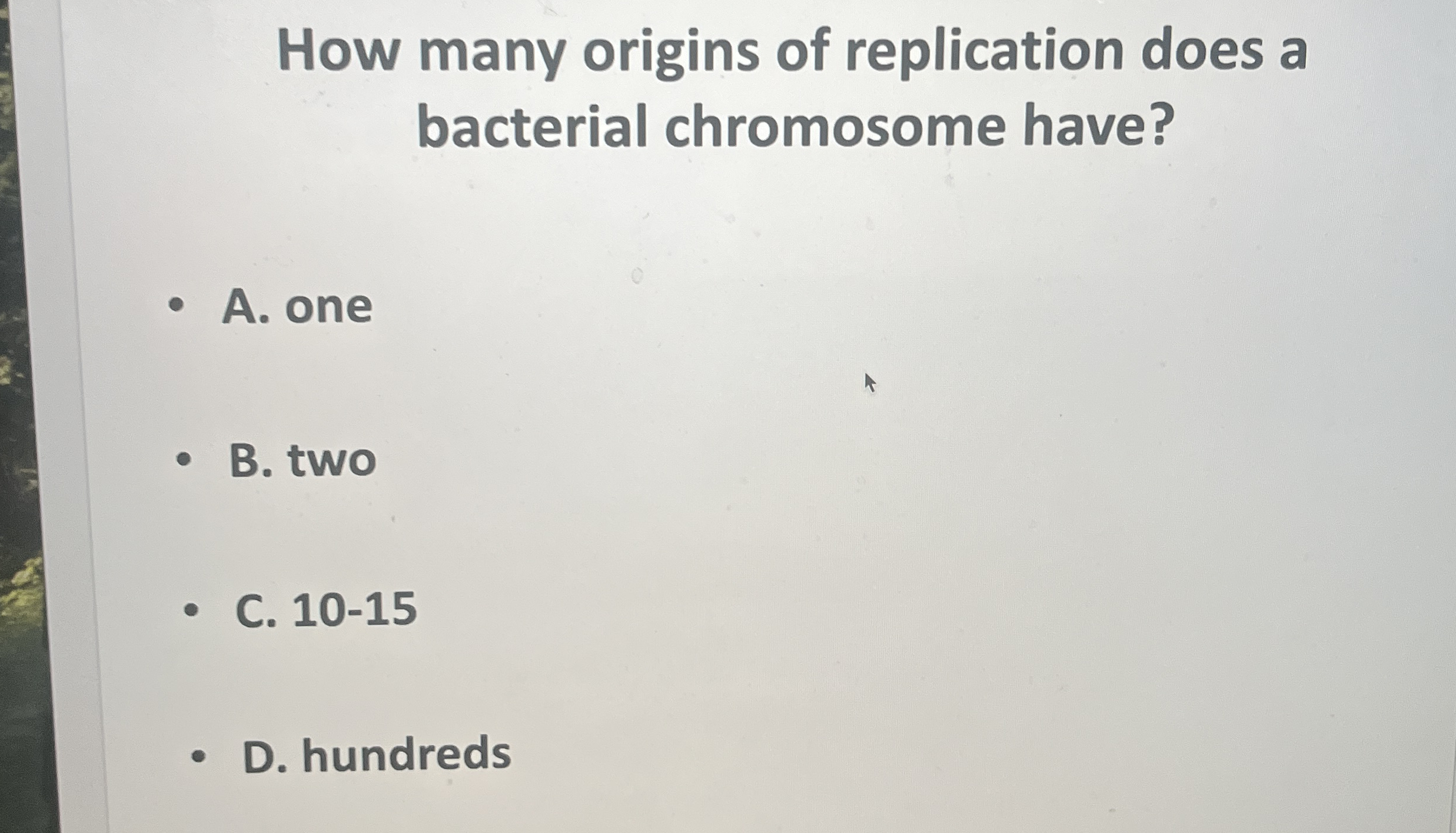 Solved How many origins of replication does a bacterial | Chegg.com