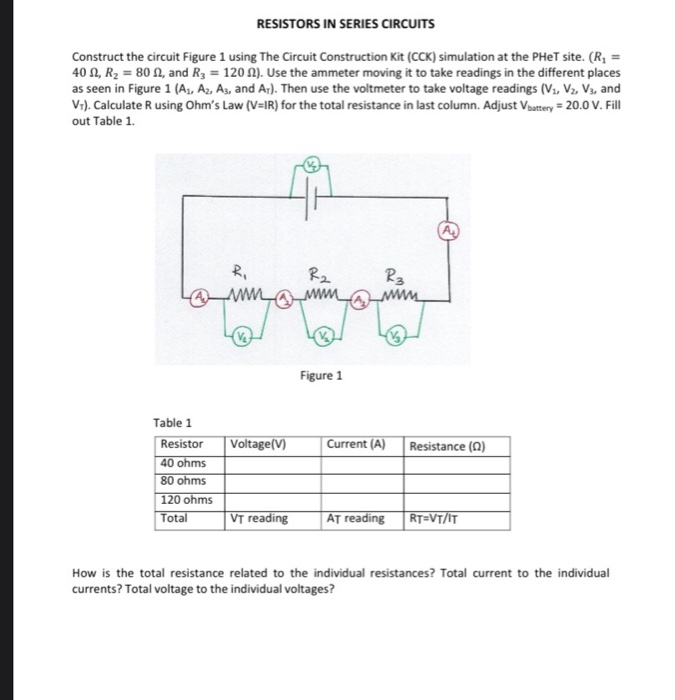 Solved RESISTORS IN SERIES CIRCUITS Construct the circuit | Chegg.com