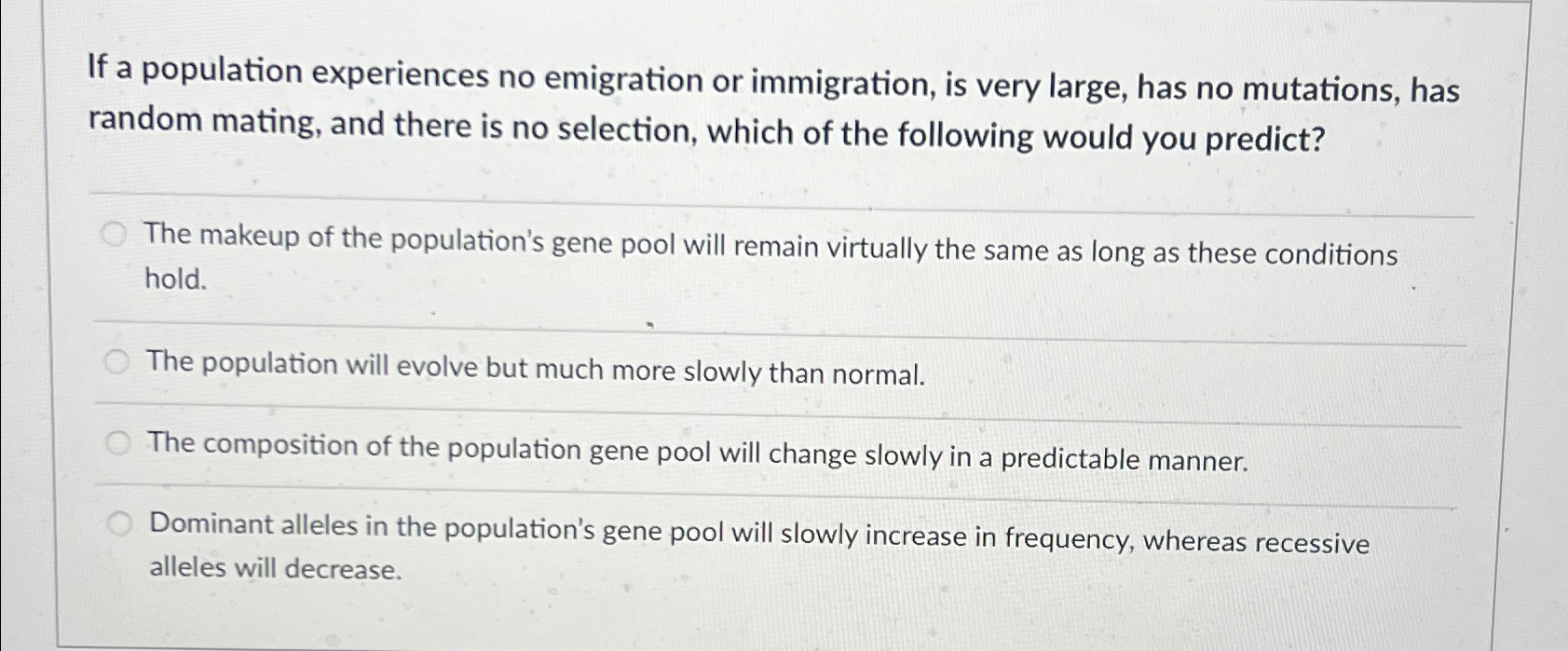 Solved If a population experiences no emigration or | Chegg.com