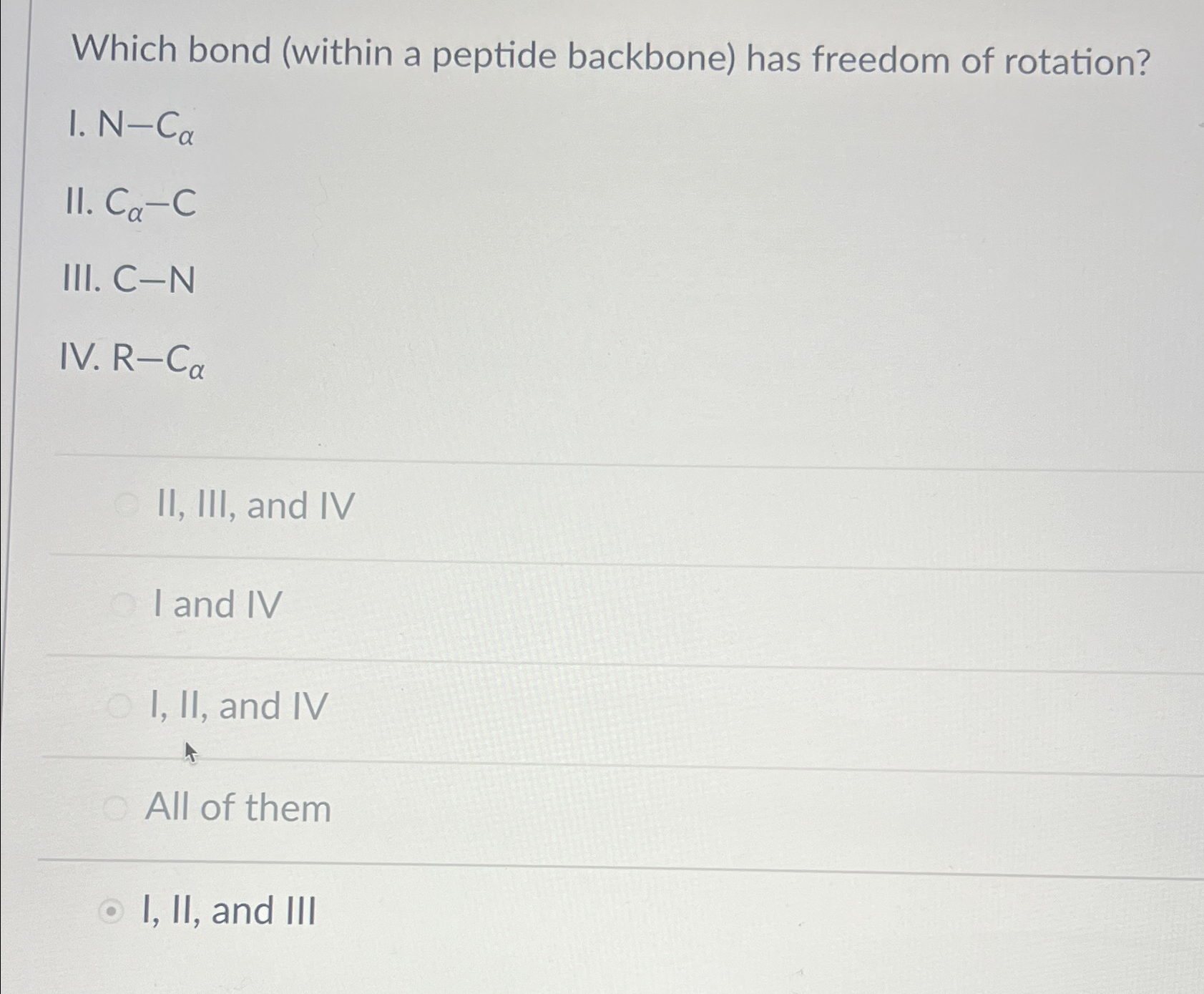 Solved Which bond (within a peptide backbone) ﻿has freedom | Chegg.com