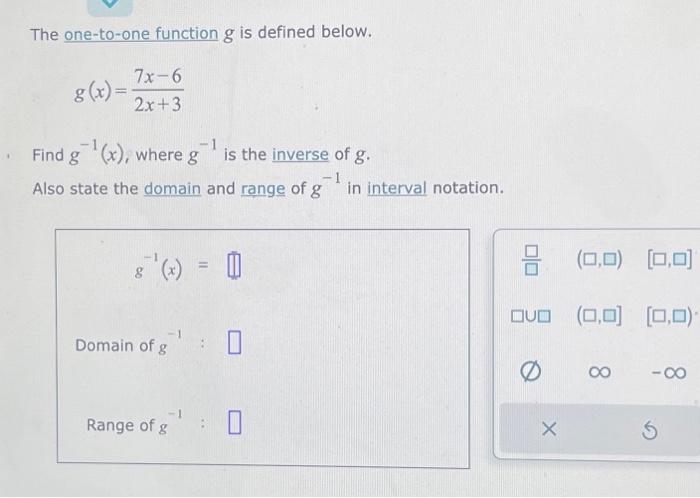 Solved The one-to-one function g is defined below. | Chegg.com