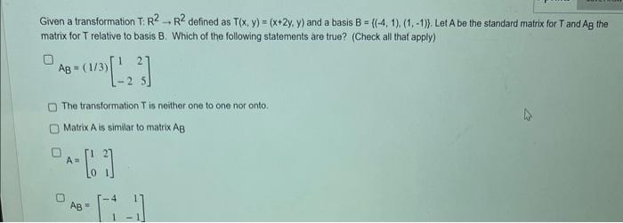 Solved Given a transformation T:R2→R2 defined as | Chegg.com