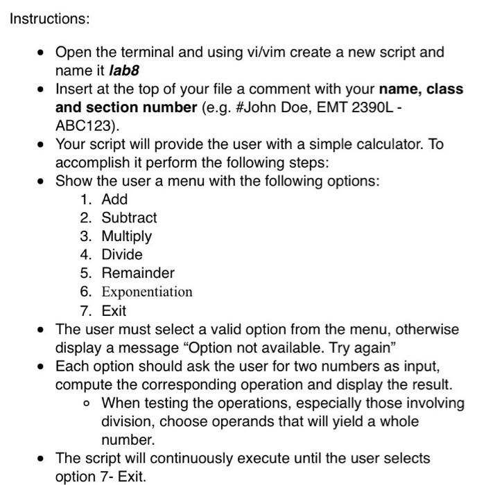 - Insert at the top of your file a comment with your | Chegg.com