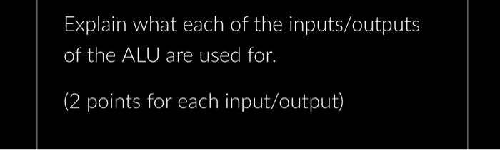 Solved Explain what each of the inputs/outputs of the ALU | Chegg.com