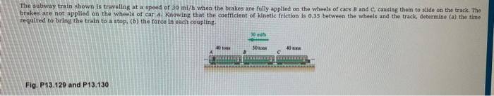 Solved The subway train shown is traveling at a speed of | Chegg.com