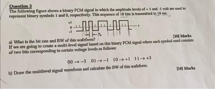 Solved Question 3 The following figure shows a binary PCM | Chegg.com