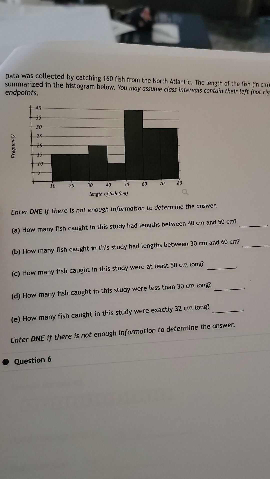 Solved Data was collected by catching 160 fish from the | Chegg.com