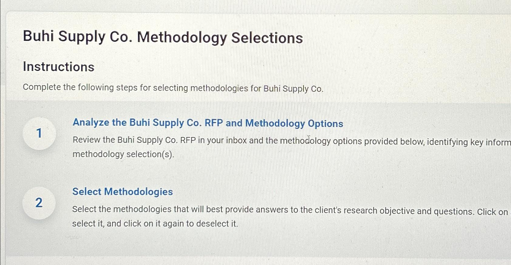 Solved Buhi Supply Co. ﻿Methodology | Chegg.com