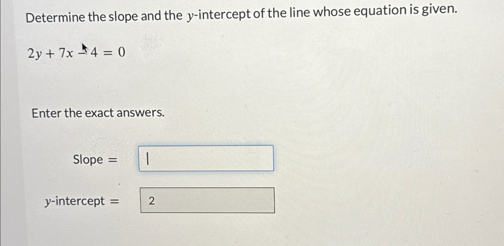 Solved Determine the slope and the y-intercept of the line | Chegg.com