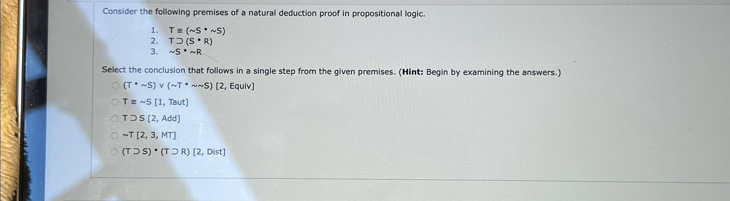Solved Consider the following premises of a natural | Chegg.com