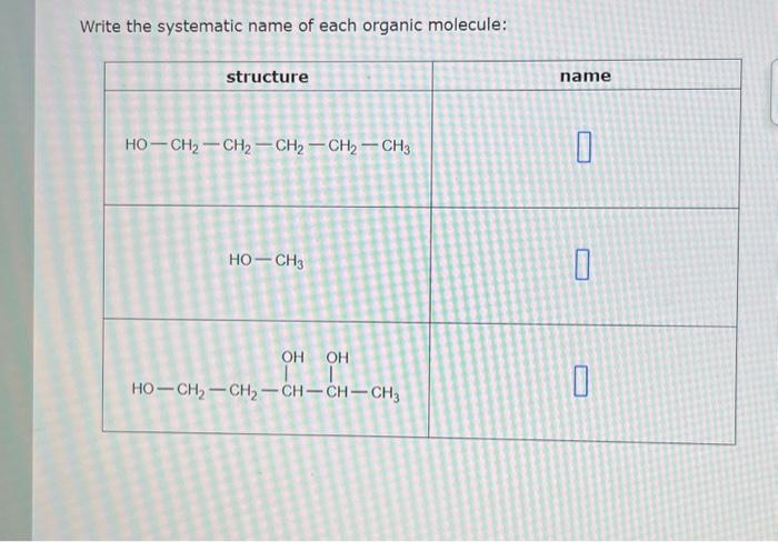 Solved Write the systematic name of each organic molecule: | Chegg.com