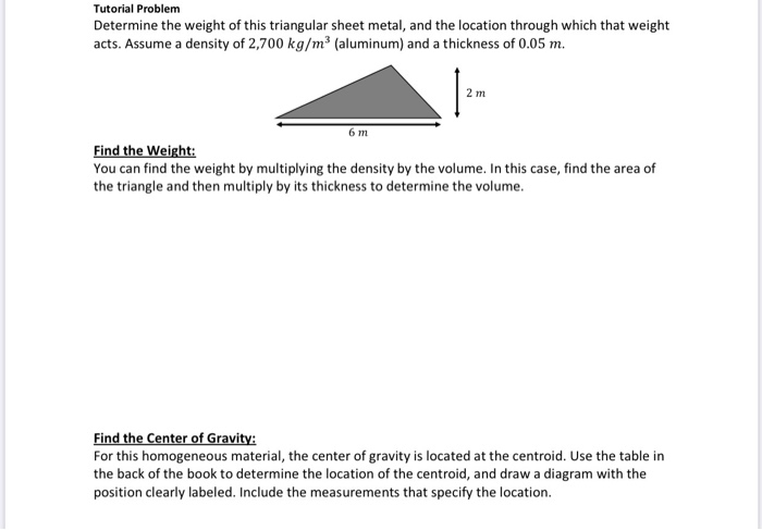 Solved Tutorial Problem Determine the weight of this | Chegg.com