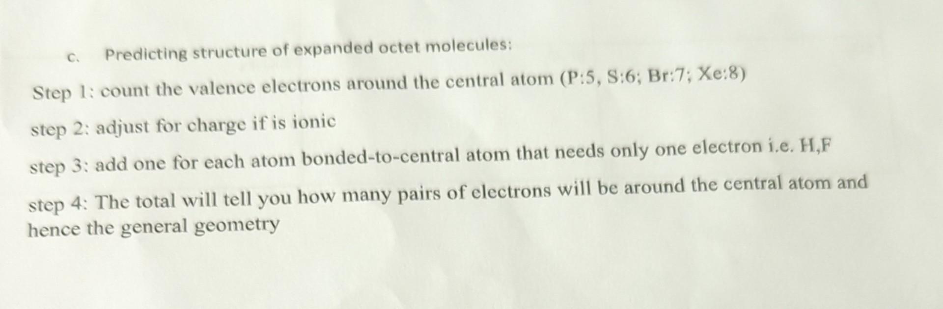 Solved c. Predicting structure of expanded octet molecules: | Chegg.com