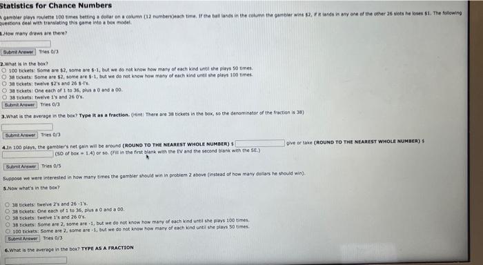 Solved Statistics for Chance Numbers guestions deal with | Chegg.com