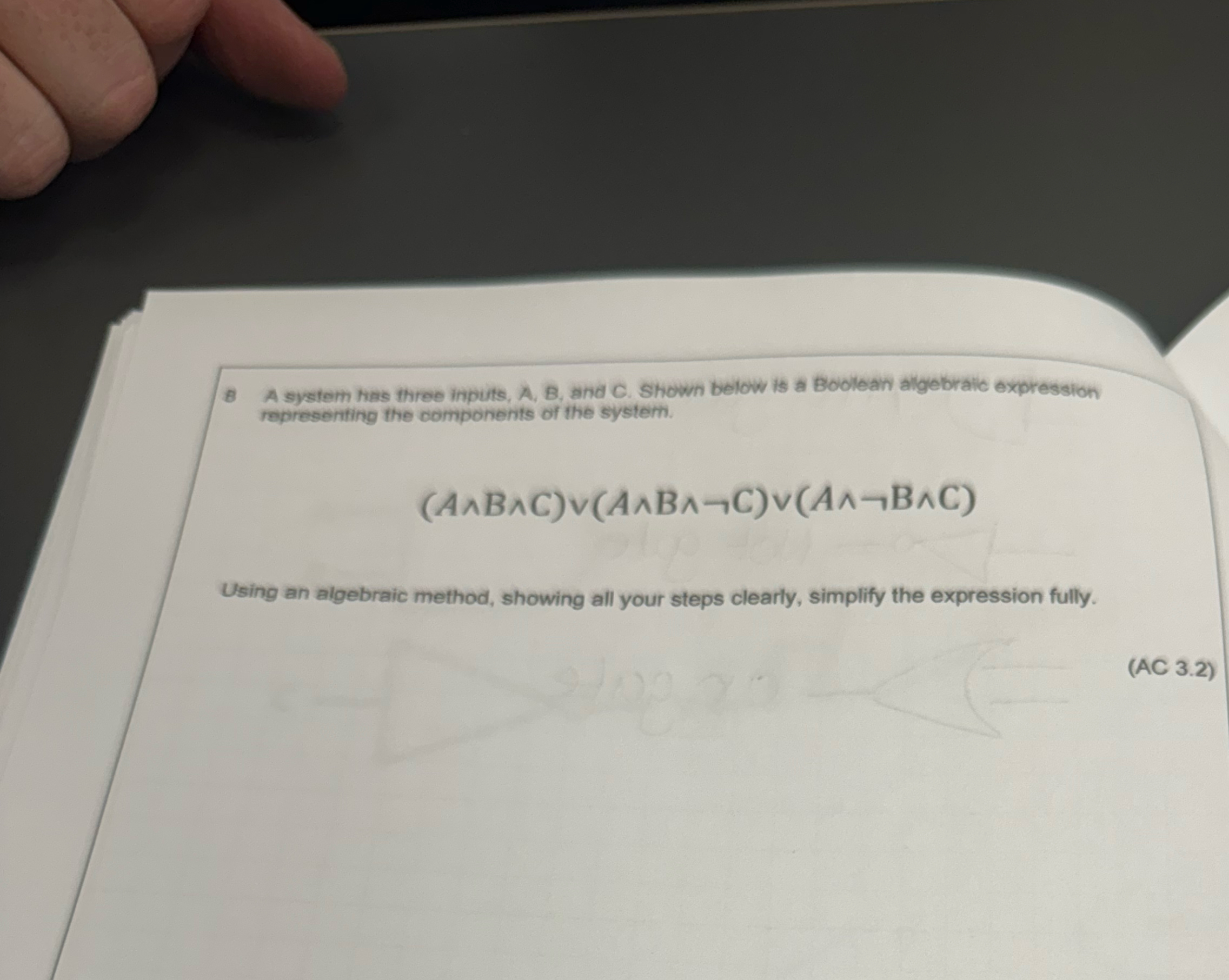 Solved B A system has three inpits, A, ﻿B, ﻿and C. ﻿Shown | Chegg.com