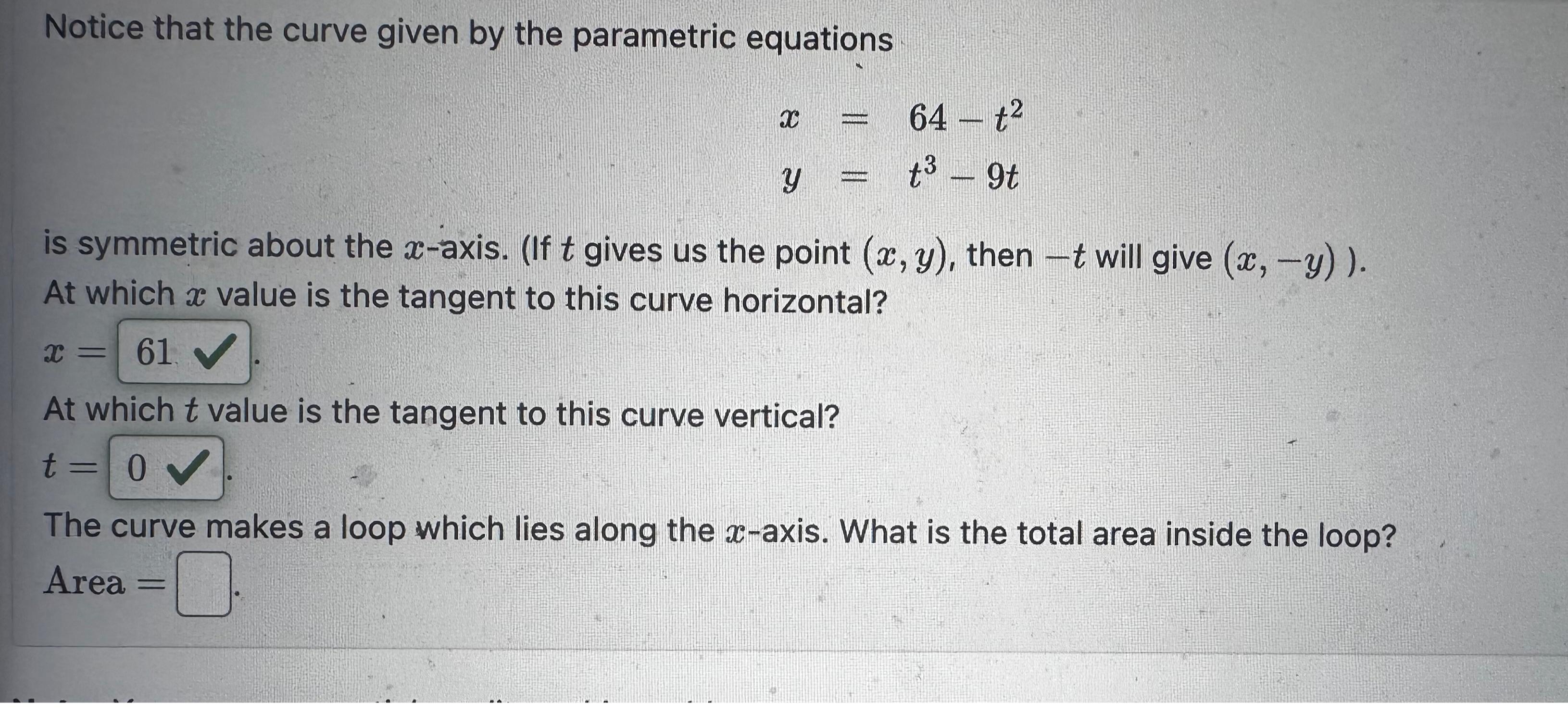 Solved Notice that the curve given by the parametric | Chegg.com