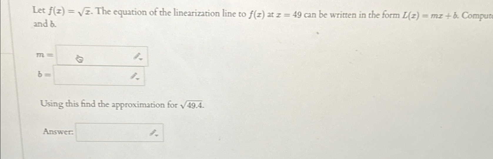 Solved Let f(x)=x2. ﻿The equation of the linearization line | Chegg.com