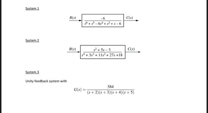Solved System 1 System 2 R(s)s4+3s3+11s2+27s+18s2+5s−3C(s) | Chegg.com
