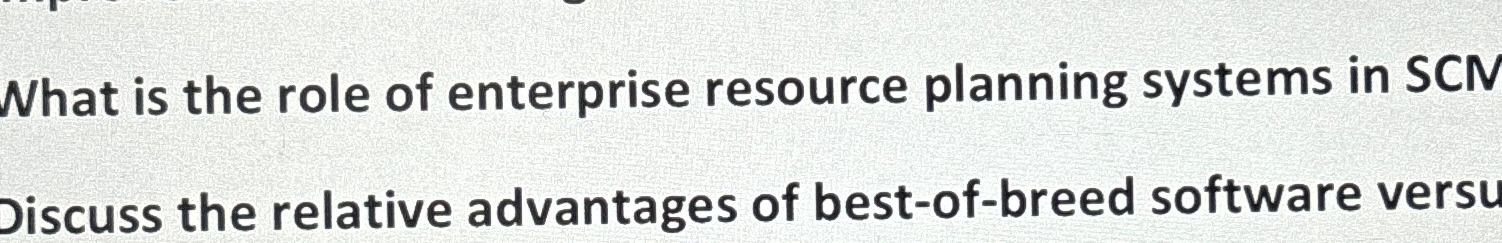 Solved What is the role of enterprise resource planning | Chegg.com