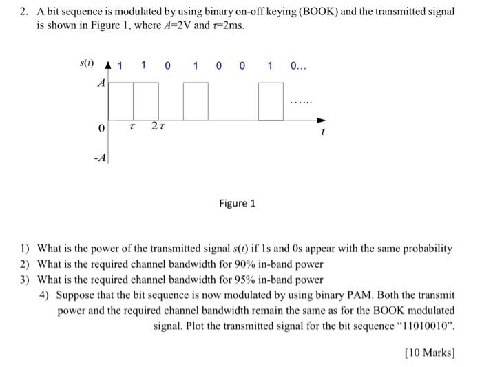 2 A Bit Sequence Is Modulated By Using Binary On Off 