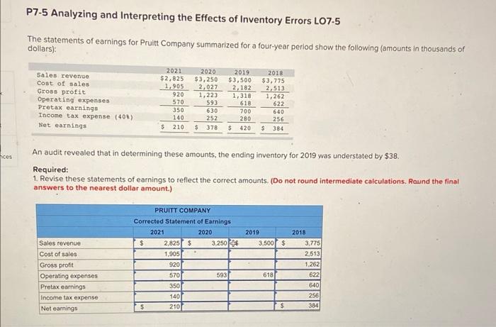 [Solved]: help please P7-5 Analyzing and Interpreting the Ef