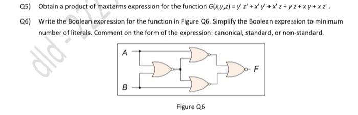 Solved Q5) Obtain a product of maxterms expression for the | Chegg.com