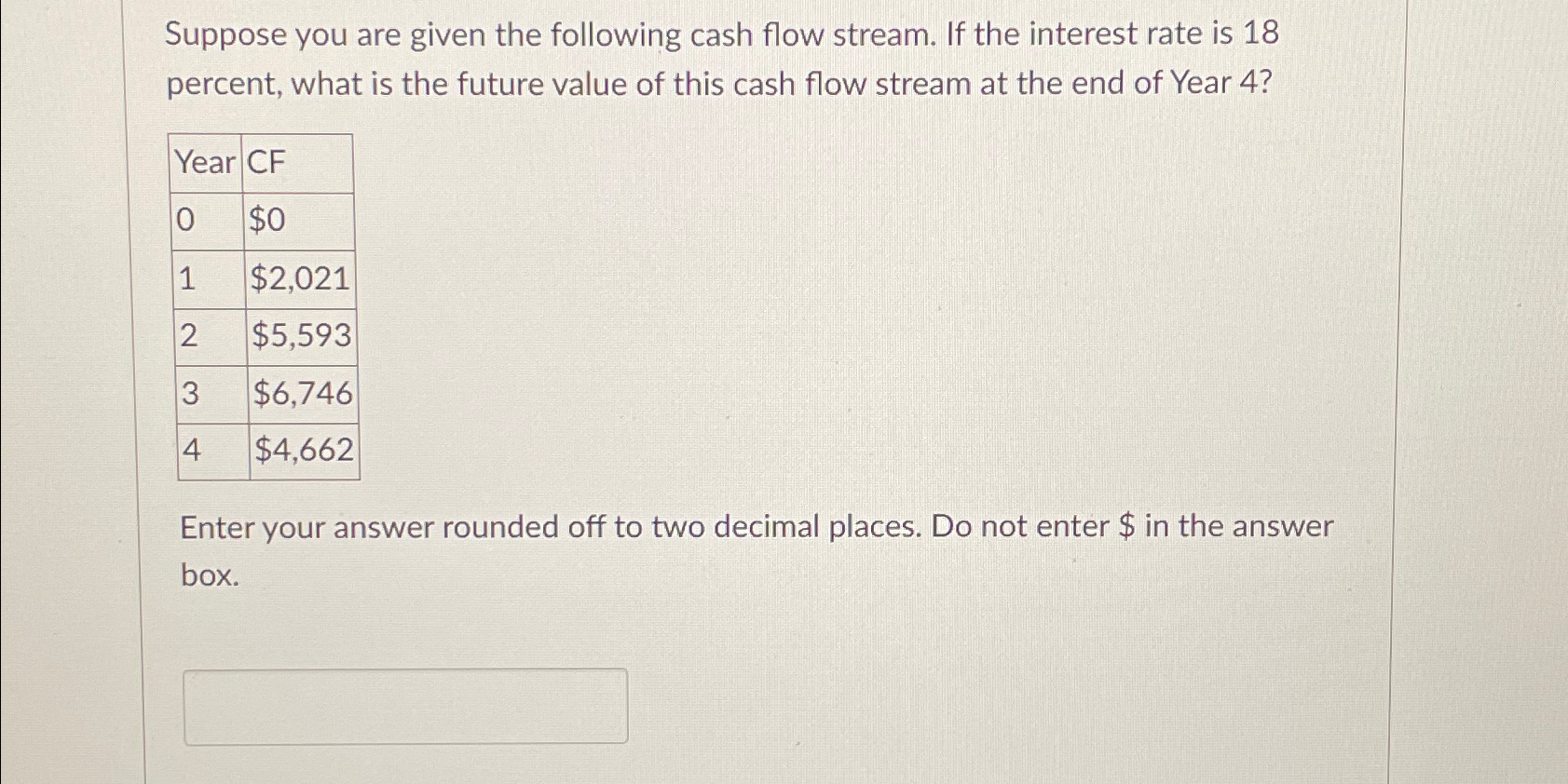 Solved Suppose you are given the following cash flow stream. | Chegg.com