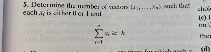 Solved 5. Determine the number of vectors (x1,...,xn), such | Chegg.com