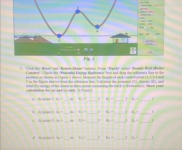 1. Click the 'Reset' and 'Return Skater' buttons. | Chegg.com