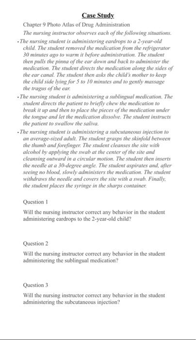 Solved Case Study Chapter 9 Photo Atlas of Drug | Chegg.com