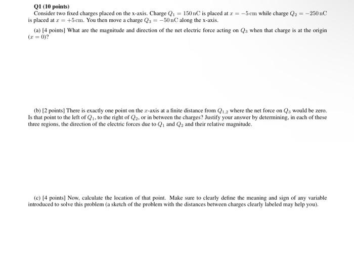 Solved Consider two fixed charges placed on the x-axis. | Chegg.com