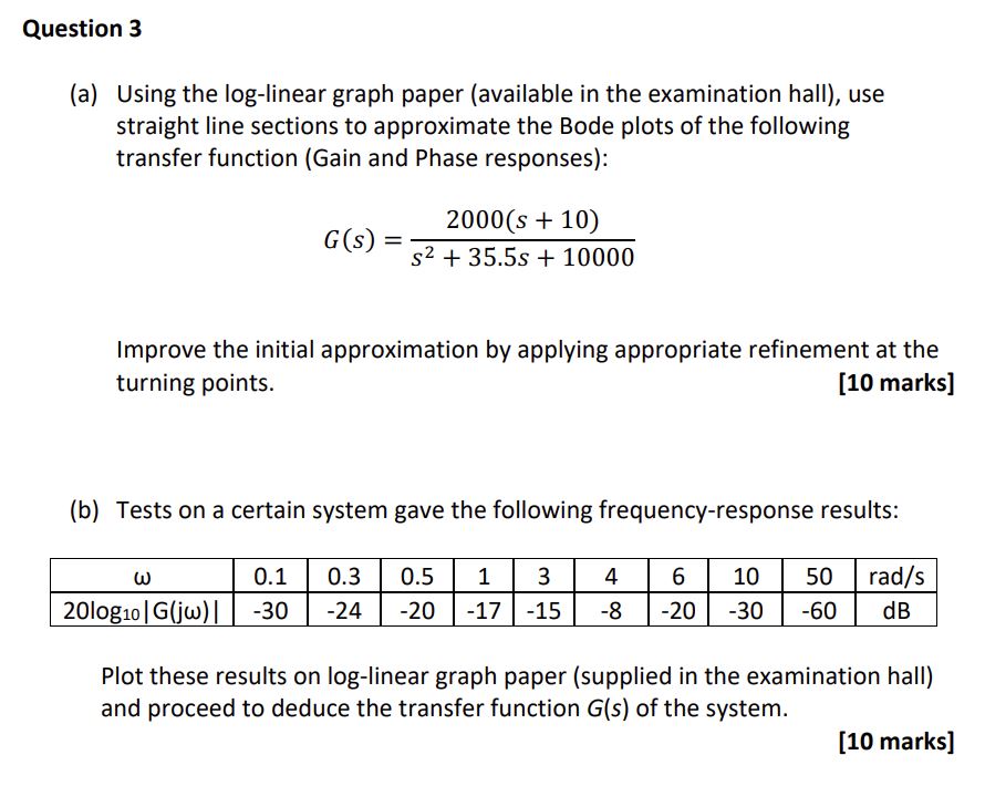 Question 3(a) ﻿Using the log-linear graph paper | Chegg.com