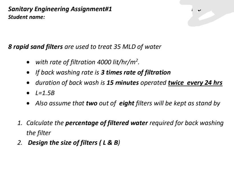 Solved Sanitary Engineering Assignment#1 Student name: 8 | Chegg.com